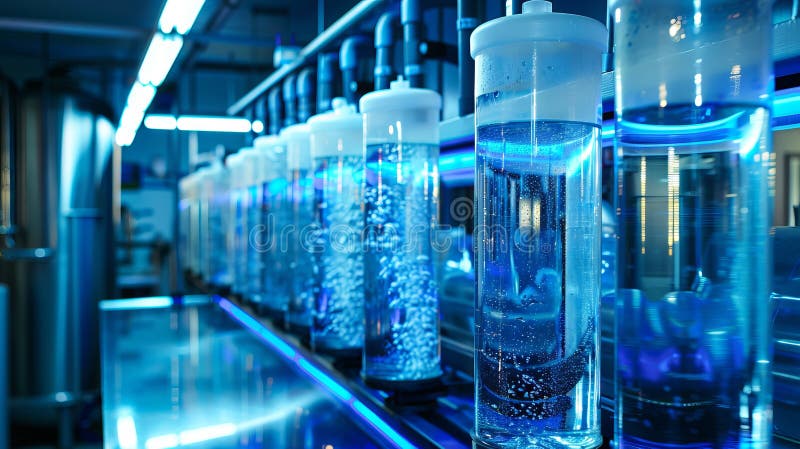 Modern Water Filtration System with Large Transparent Cylinders in High ...