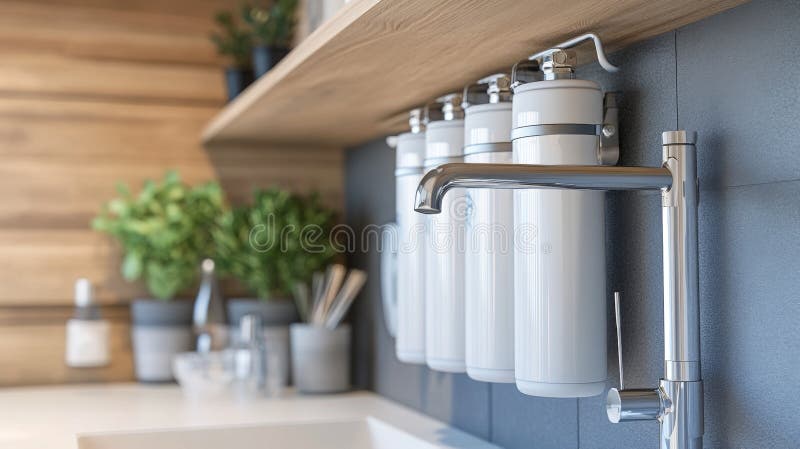Modern Water Filtration System in Stylish Home Kitchen Setup Stock ...