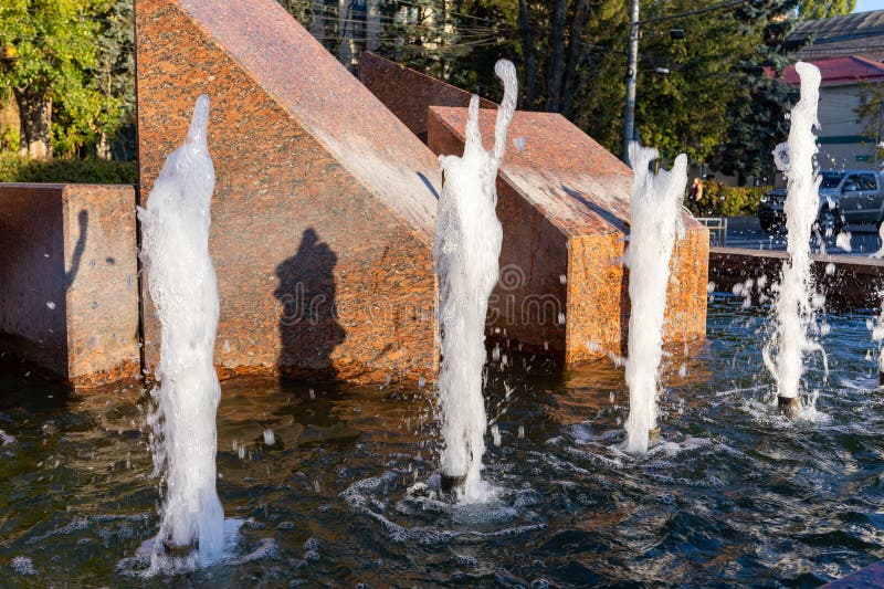 Water Fountain Creating Dynamic Sprays in a Public Park during Daylight ...