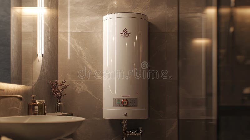 Modern Water Heater in Stylish Bathroom Stock Illustration ...