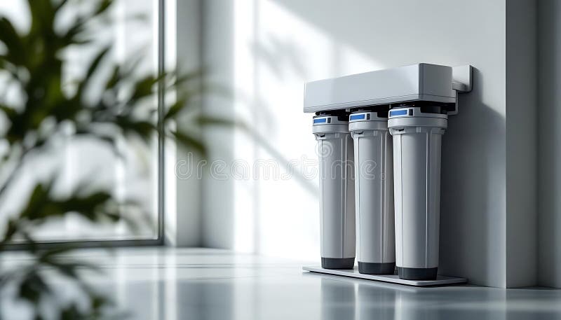 Modern Water Purification System with Sleek Horizontal Filtration Unit ...
