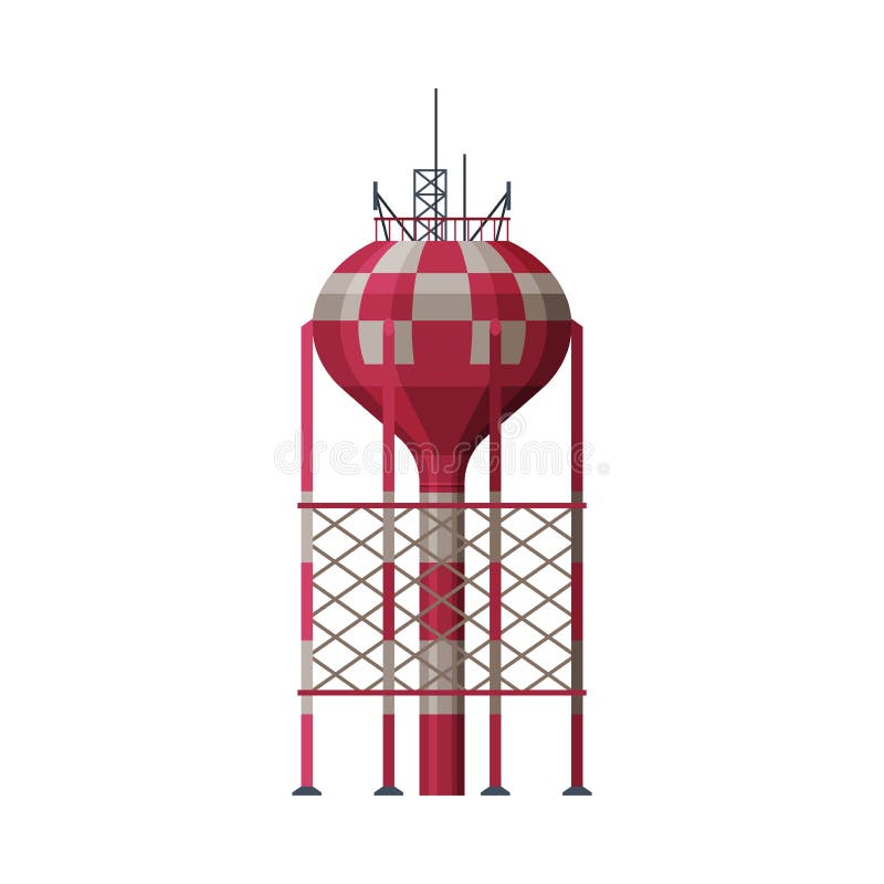 Modern Water Tower, Liquid Storage Tank, Countryside Life Object Flat ...