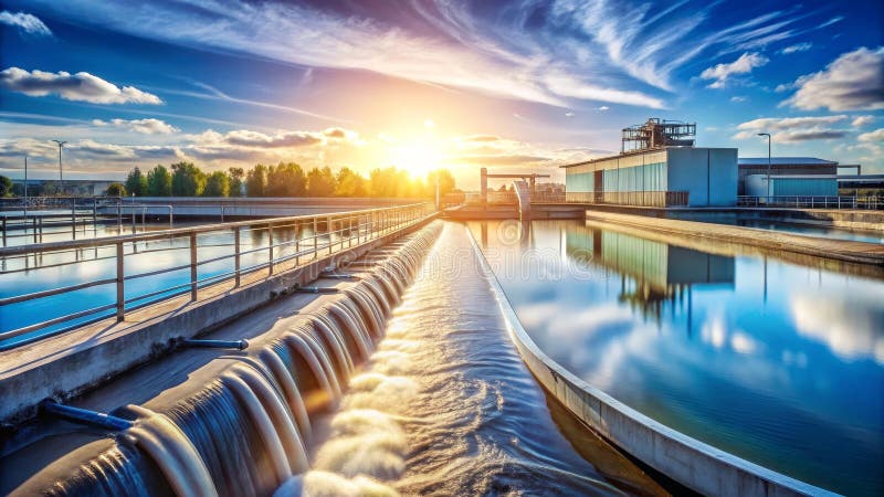 Modern Water Treatment Facility at Sunset Clean Water Processing and ...