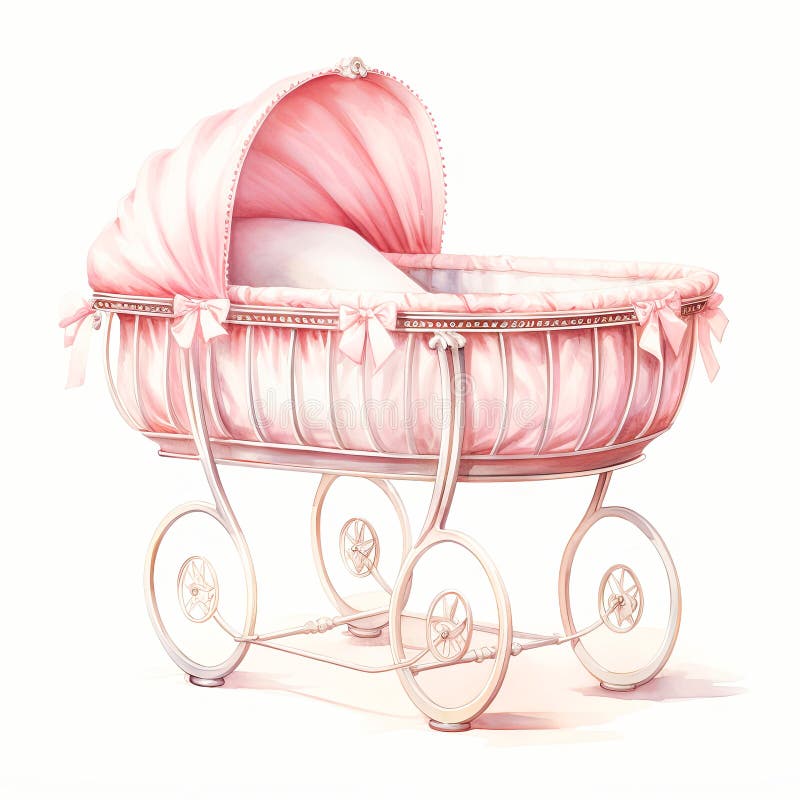 Modern Watercolor Baby Cradle in Soft and Delicate Stock Photo - Image ...