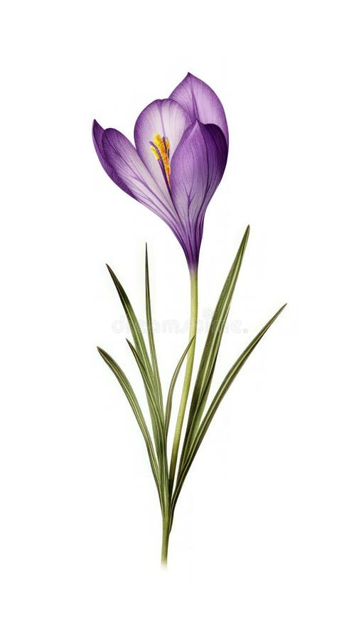 Modern Watercolor Crocus Collection on White Background . Stock ...
