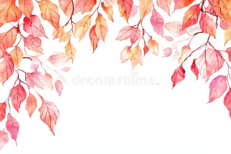 Modern Watercolor Frame Illustration of a Fall Theme on a White ...