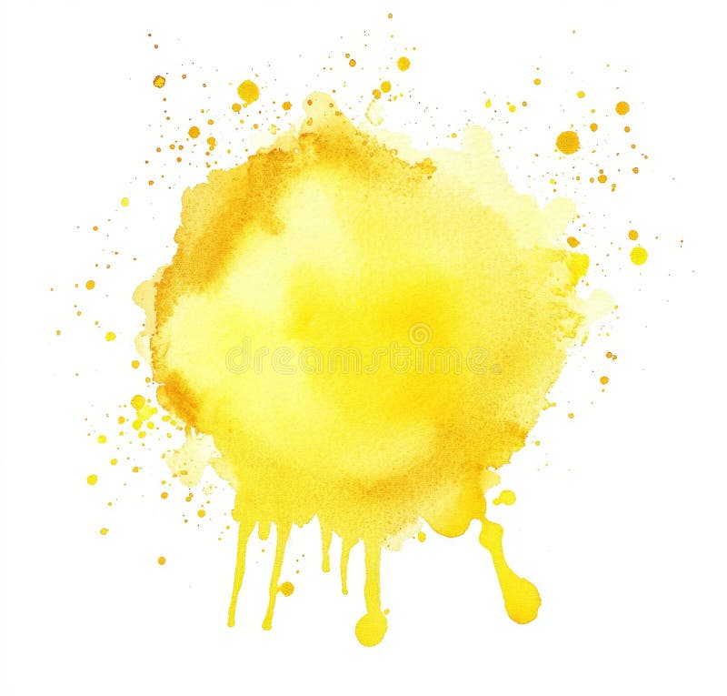 A Modern Watercolor Sun in Yellow, Isolated Against a White Background ...
