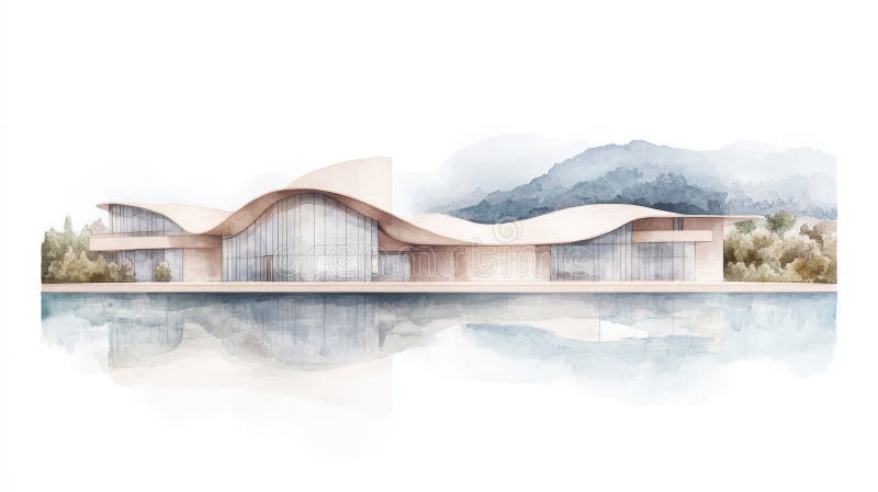 Modern Waterfront Architecture with Wave-inspired Roof Design and ...