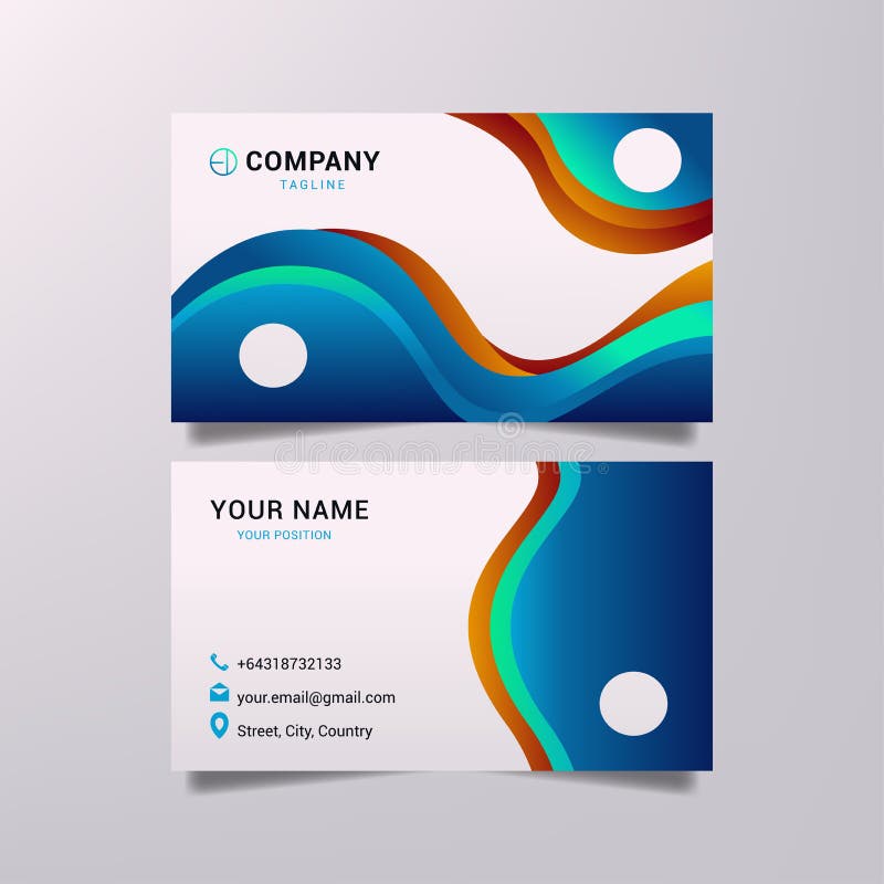 Modern Wave Business Card Template Design Vector Image Stock Vector ...