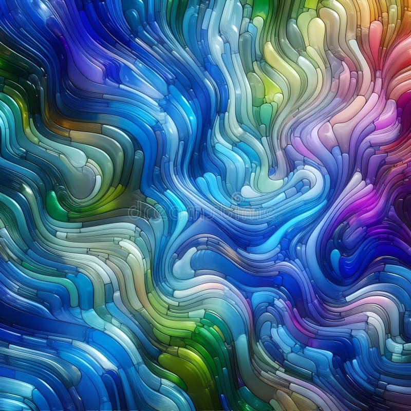 Modern Wavy Glass Shapes Background. Stock Illustration - Illustration ...