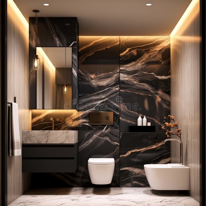 Modern Wc with Light Grey, AI Generative. Stock Illustration ...