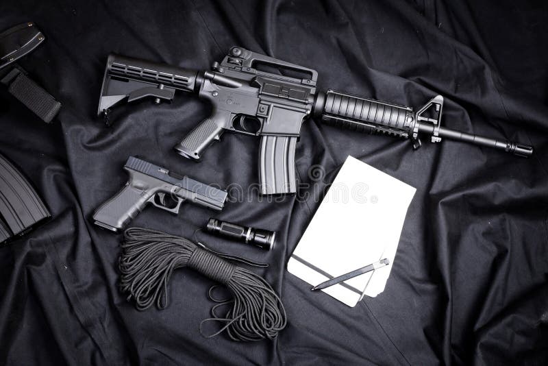 Modern Weapon Series. US Army Assault Rifle, Close Up. Stock Photo ...