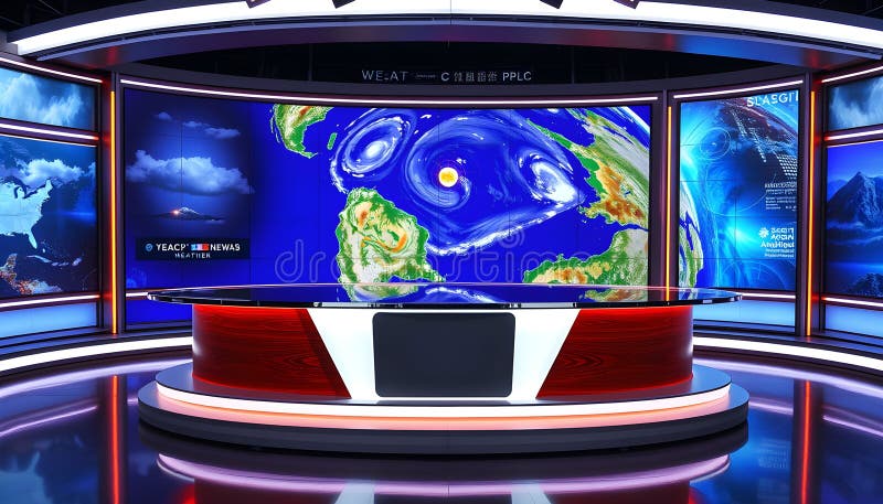 Modern Weather Broadcast Studio with Advanced Technology and Immersive ...