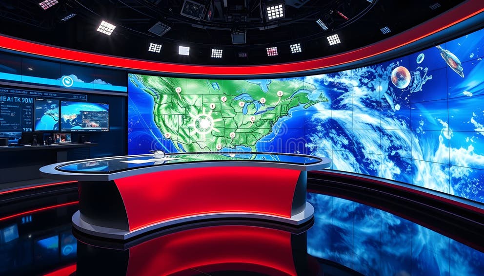 Modern Weather Broadcast Studio with Advanced Technology and Immersive ...
