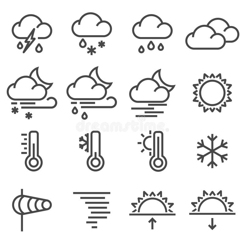 Modern Weather Icons Set. Line Symbols Stock Illustration ...
