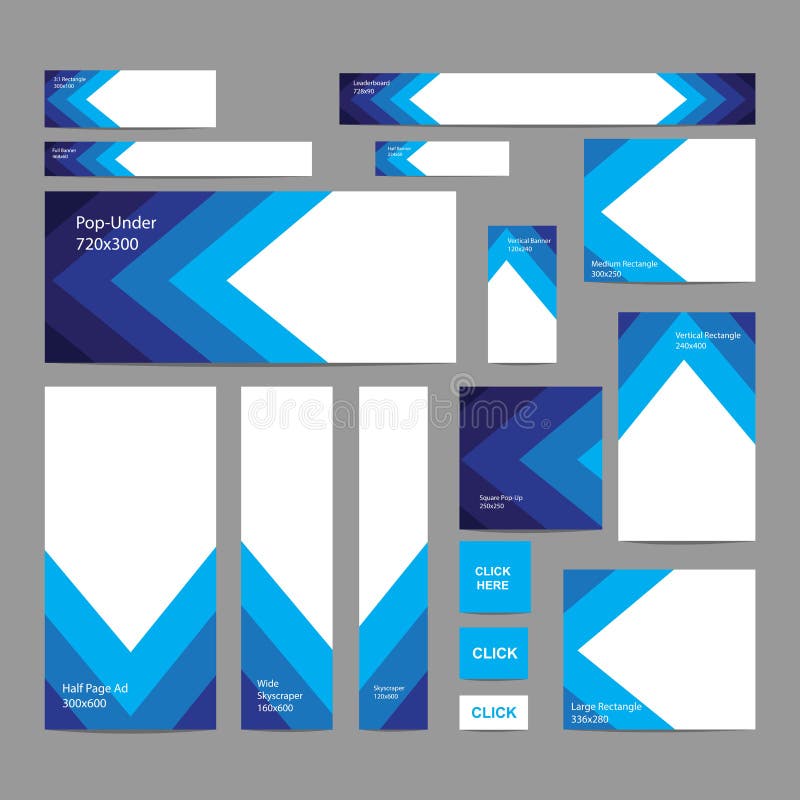 Modern Web Banners Set in Standard Sizes Stock Illustration ...