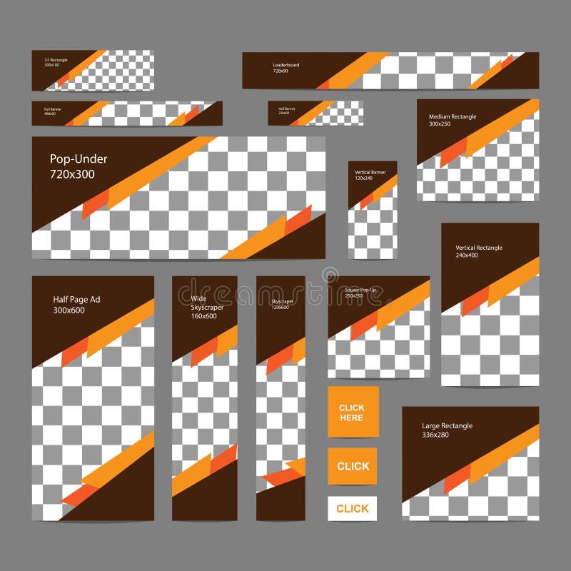 Modern Web Banners Set in Standard Sizes Stock Illustration ...