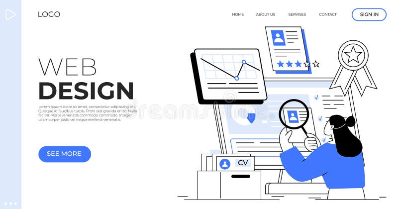 Modern Web Design for Recruitment and Profile Analysis Stock Vector ...