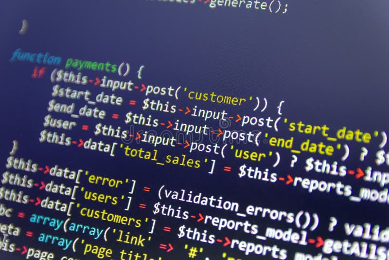 Modern Web Development Background. Abstract Pieces of PHP Code Stock ...