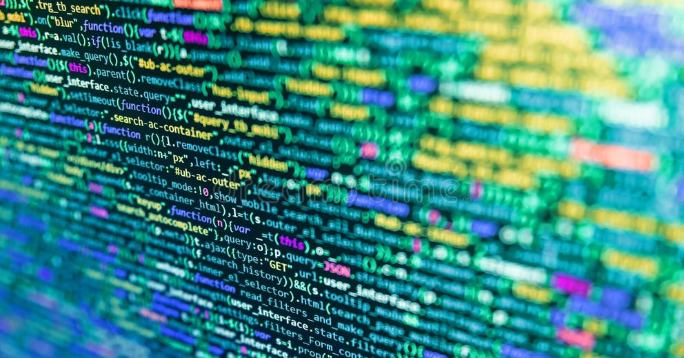 Modern Web Development Background. Developer Working on Source Codes on ...