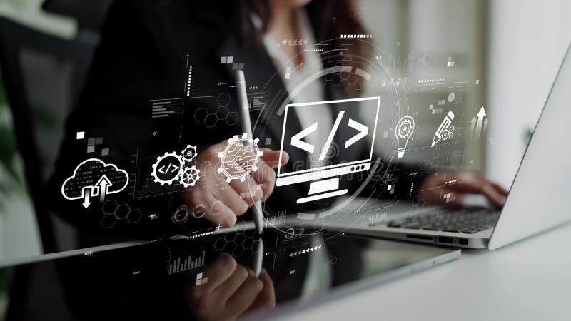 Web Development Digital Coding Interface Muxer Stock Video - Video of ...