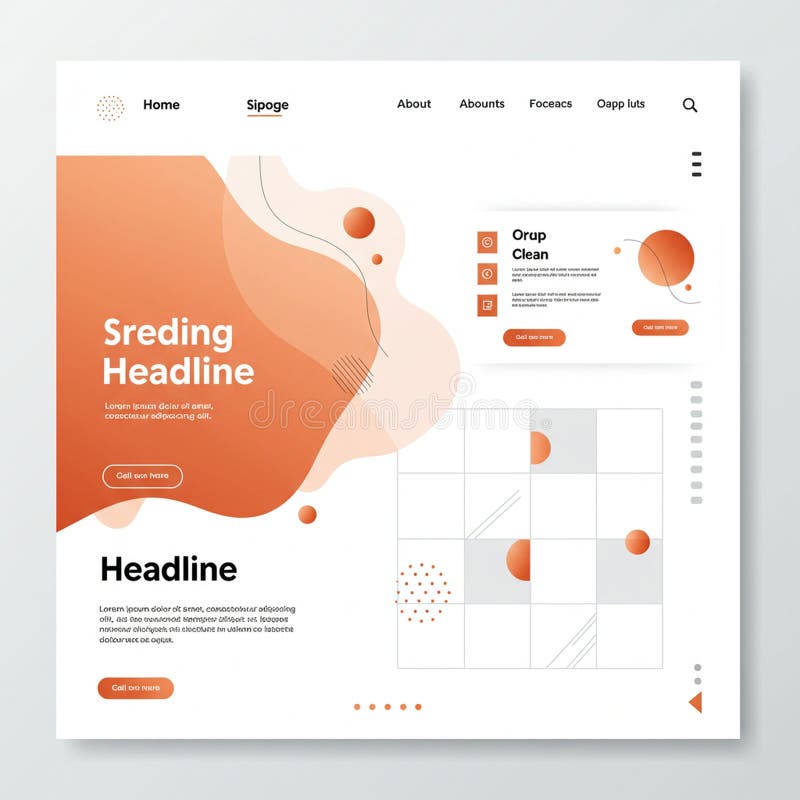 Modern Web Page Layout Design Featuring a Bold Orange Color Scheme with ...