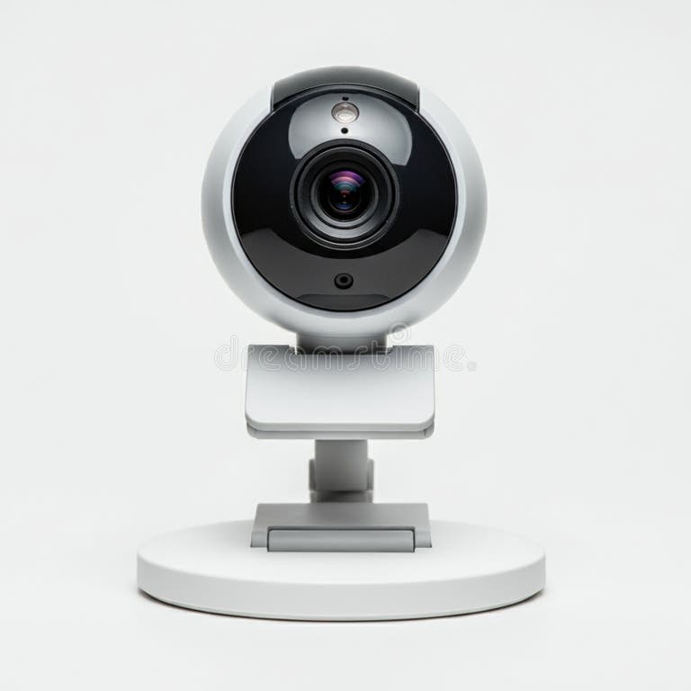 A Modern Webcam with a Circular Design Features a Central Lens within a ...