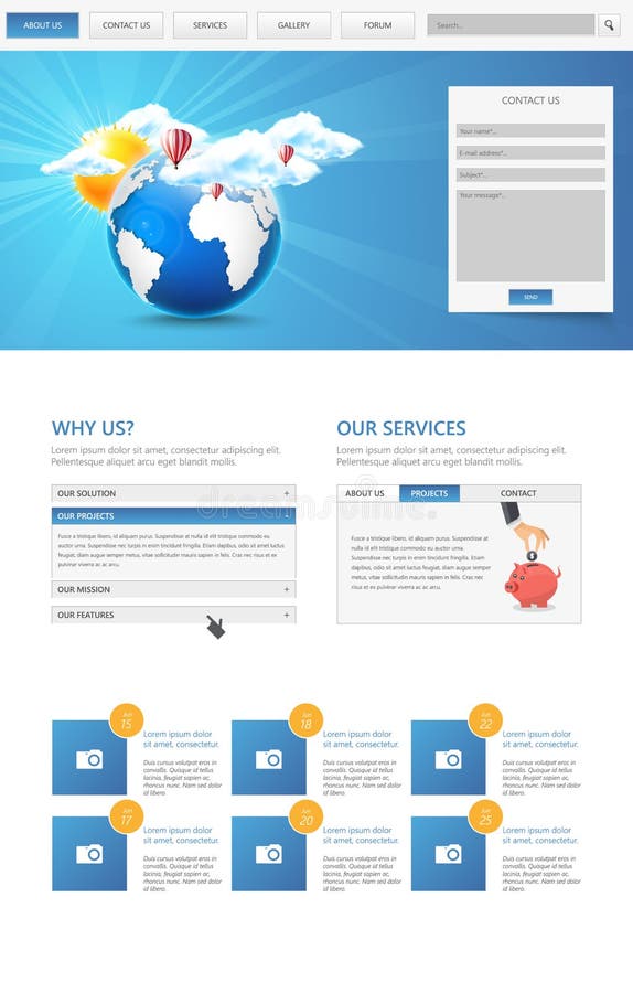 Modern Website Template Design Stock Illustration - Illustration of ...
