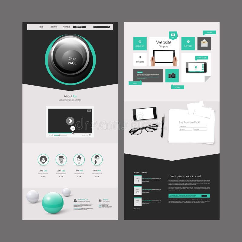 Modern Website Template Design Stock Illustration - Illustration of ...