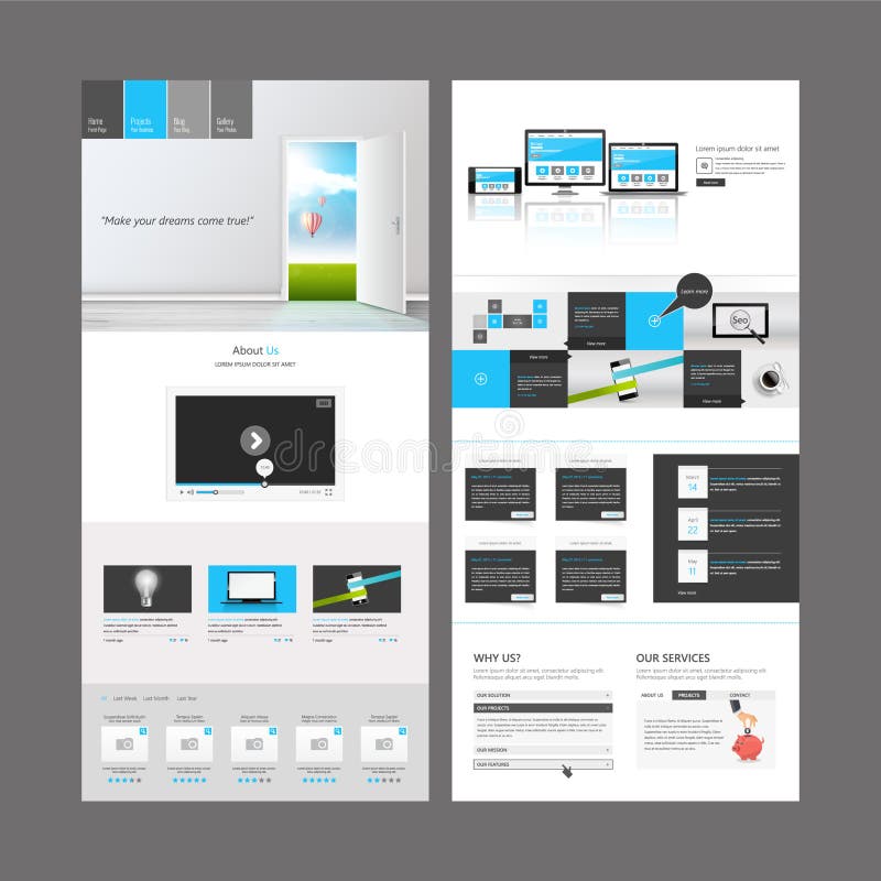 Modern Website Template Design Stock Illustration - Illustration of ...