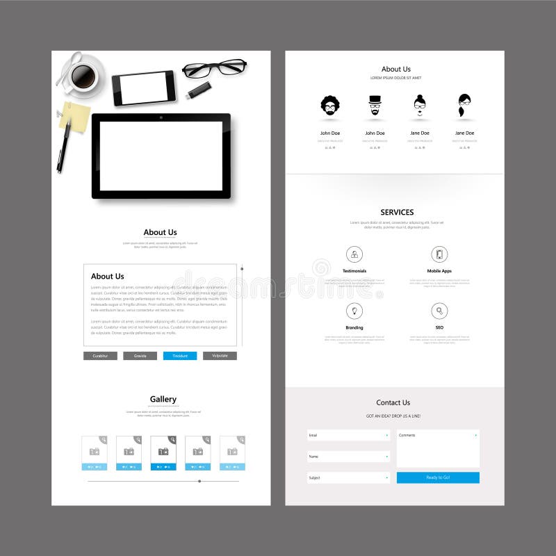 Modern Website Template Design Stock Illustration - Illustration of ...