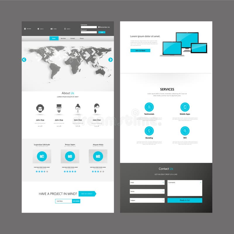 Modern Website Template Design Stock Illustration - Illustration of ...