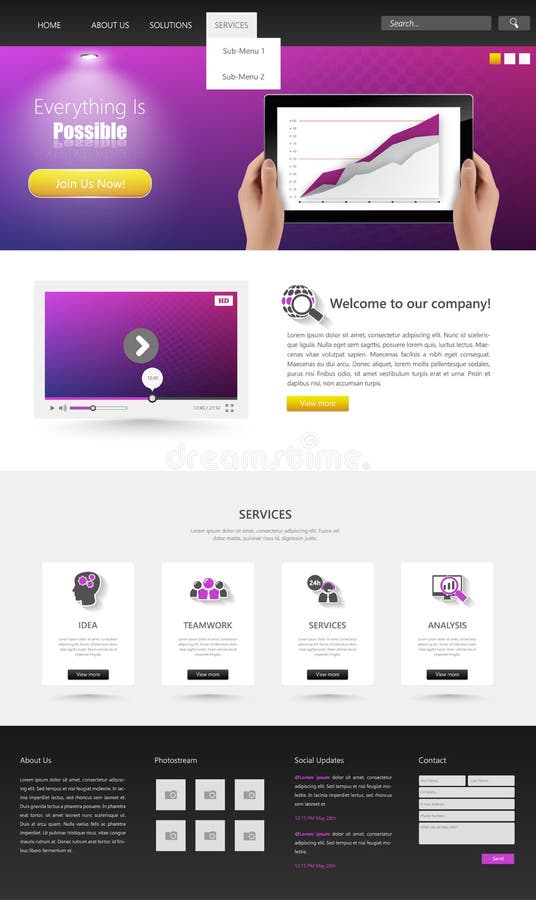 Modern Website Template Design Stock Illustration - Illustration of ...