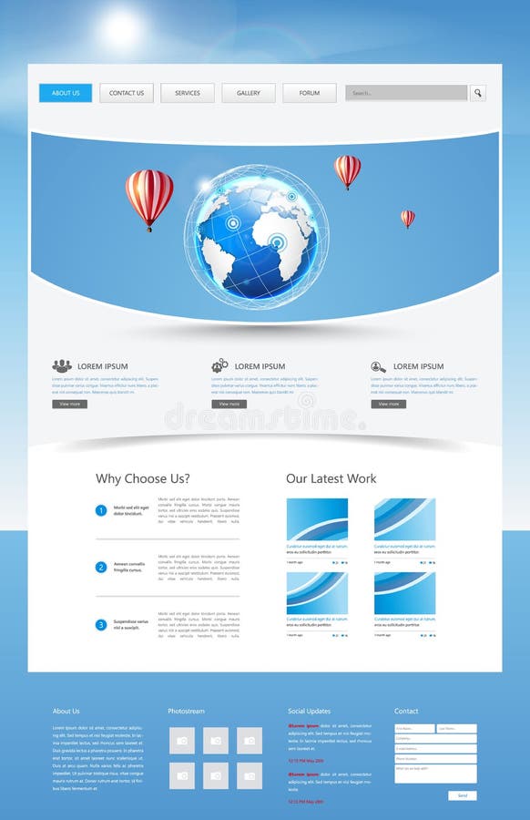 Modern Website Template Design Stock Illustration - Illustration of ...