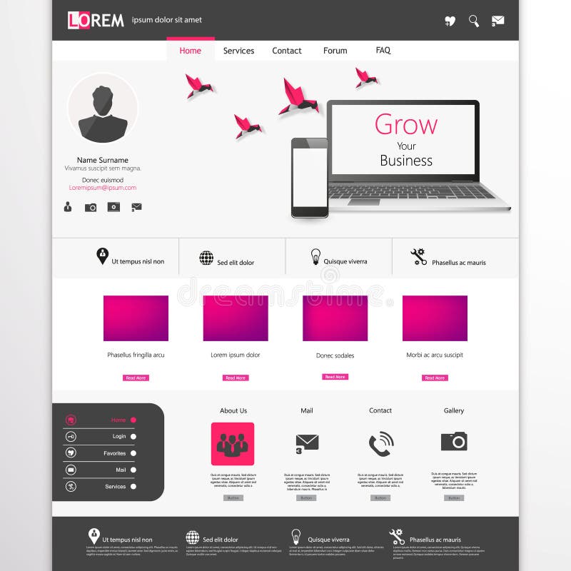 Modern Website template stock vector. Illustration of profile - 38338189