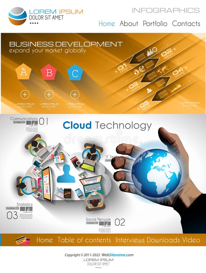 Modern Website Template with Flat Style Infographics LayoutModern ...