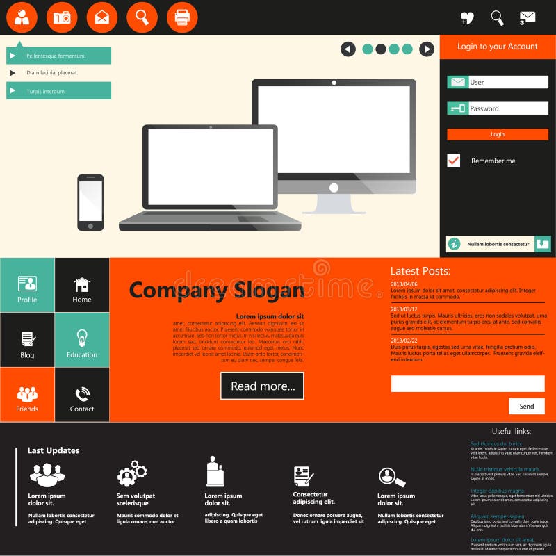 Website template design stock vector. Illustration of homepage - 34949032