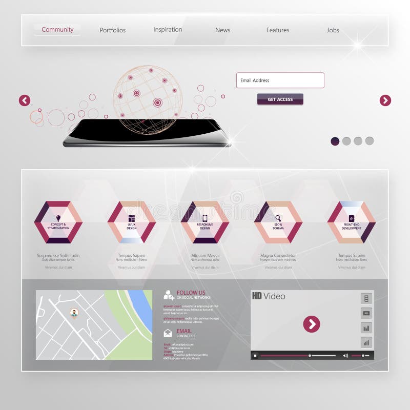 Modern Website Template stock vector. Illustration of hexagon - 50040031