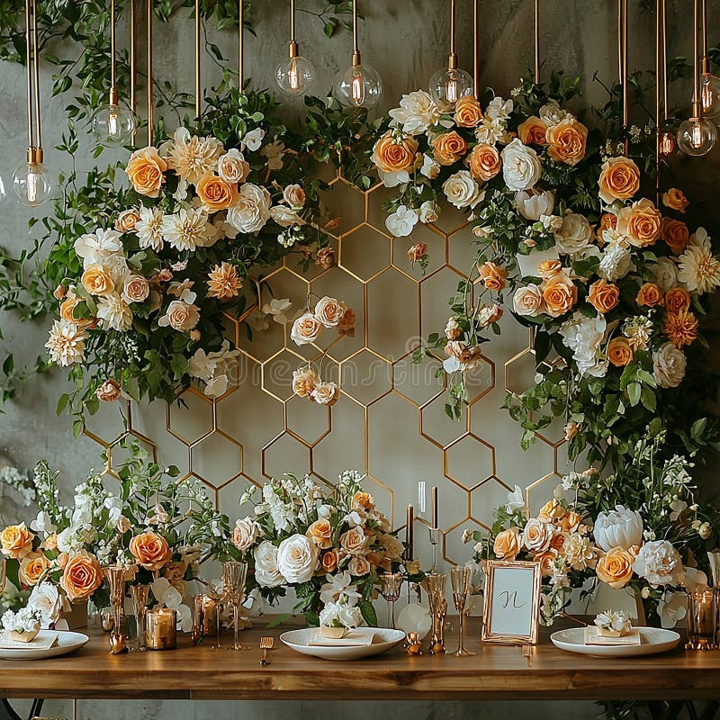 Modern Minimalist Wedding Backdrop Adorned with Elegant Floral ...
