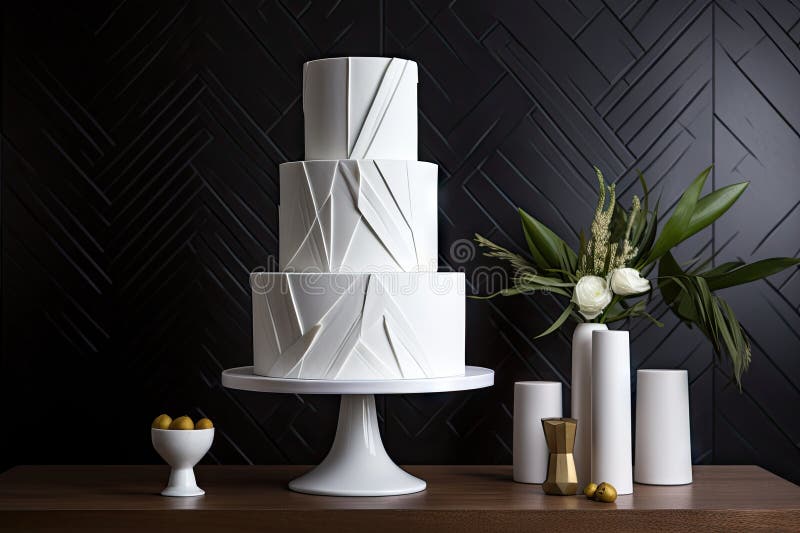Modern Wedding Cake with Sleek, Clean Lines and Minimalist Design Stock ...