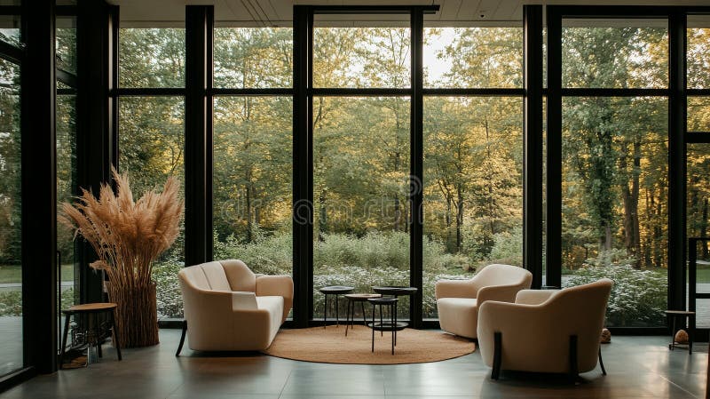 A Modern Wedding Venue with Floor-to-ceiling Windows and Elegant Decor ...