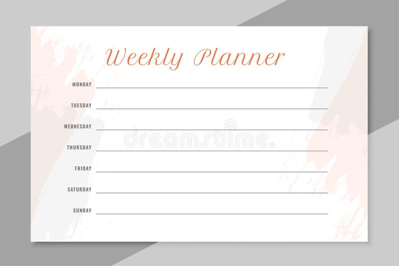 Modern Weekly Reminder Timetable Template Design Stock Vector ...