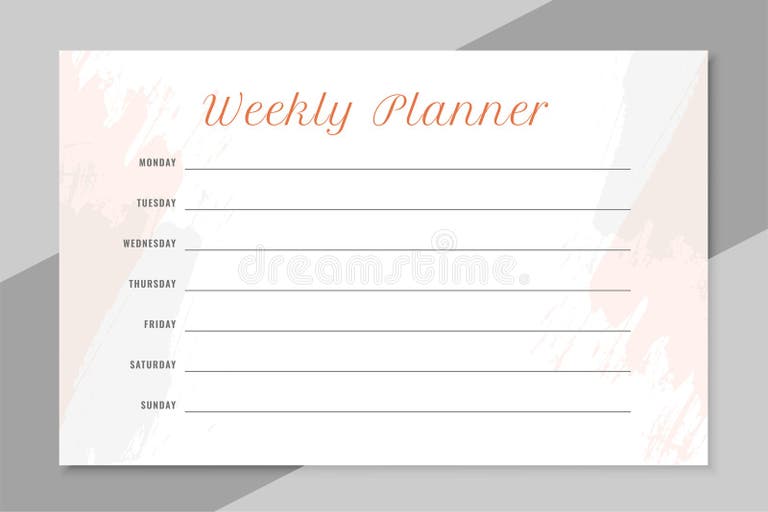 Modern Weekly Reminder Timetable Template Design Stock Vector ...