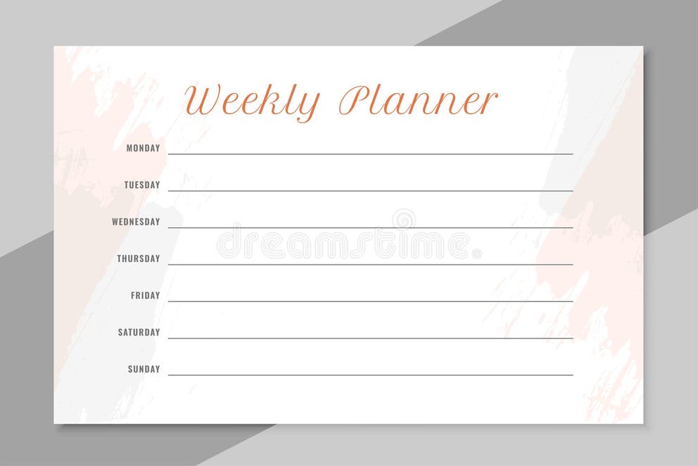 Modern Weekly Reminder Timetable Template Design Stock Vector ...