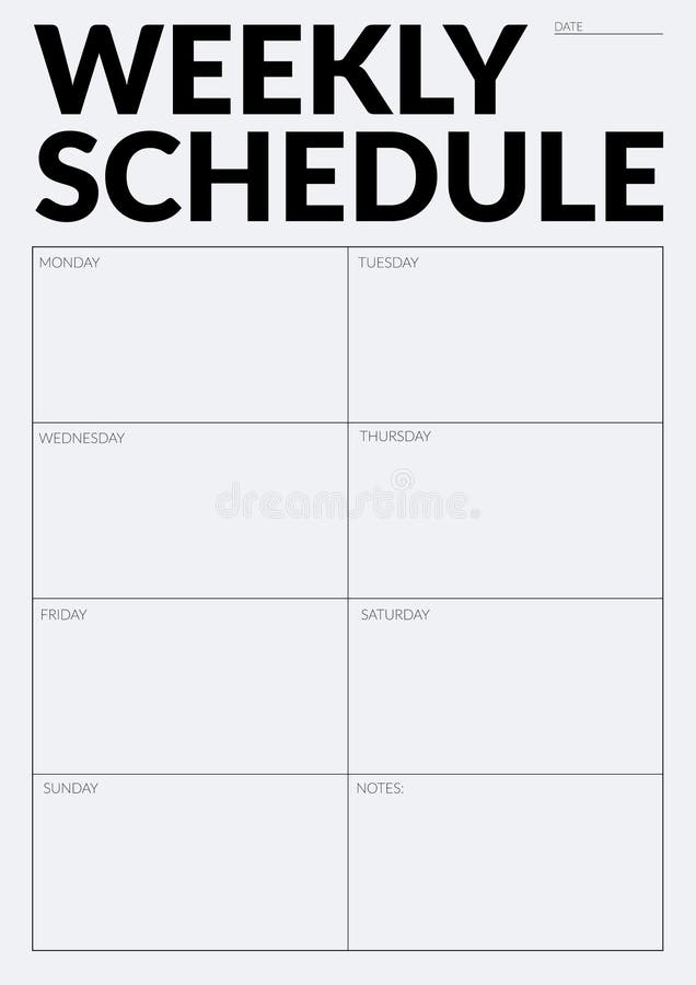 Weekly Schedule Planner Notebook Page. Modern Business Organizer with ...