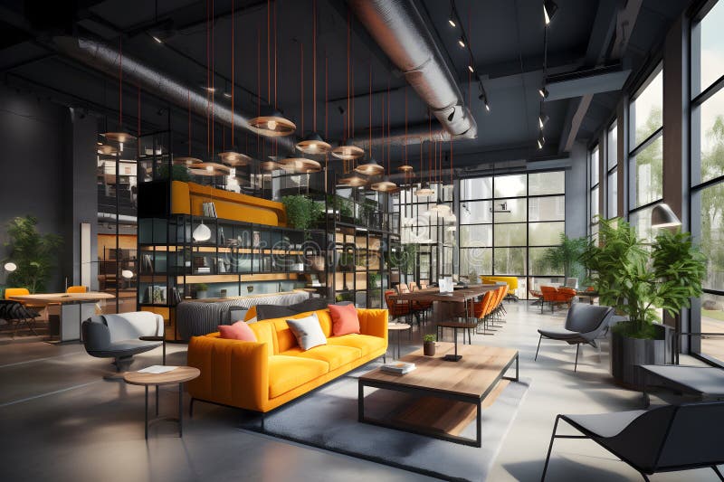 Modern Well Lit Interior Designed To Support Remote Collaboration Stock ...