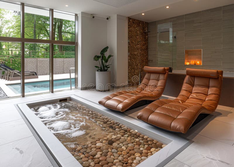 Modern Wellness Center with Jacuzzi Sauna and Pool Stock Photo - Image ...