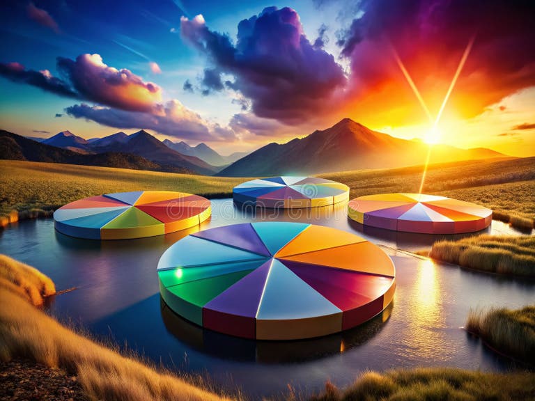 Modern Wheel Infographics for Business Presentations Surreal Pie Charts ...