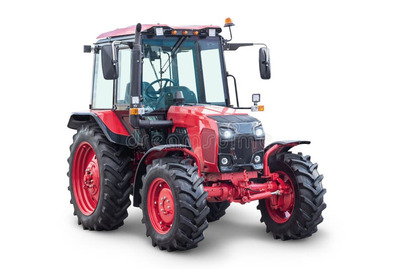 Modern Wheeled Tractor Isolated Stock Photo - Image of agricultural ...