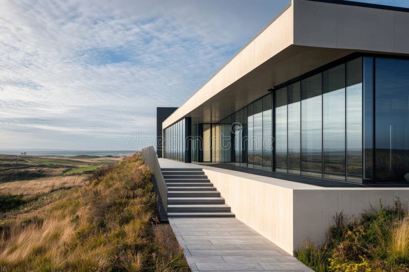 Modern Whisky Distillery with Expansive Views and Sleek Architecture ...